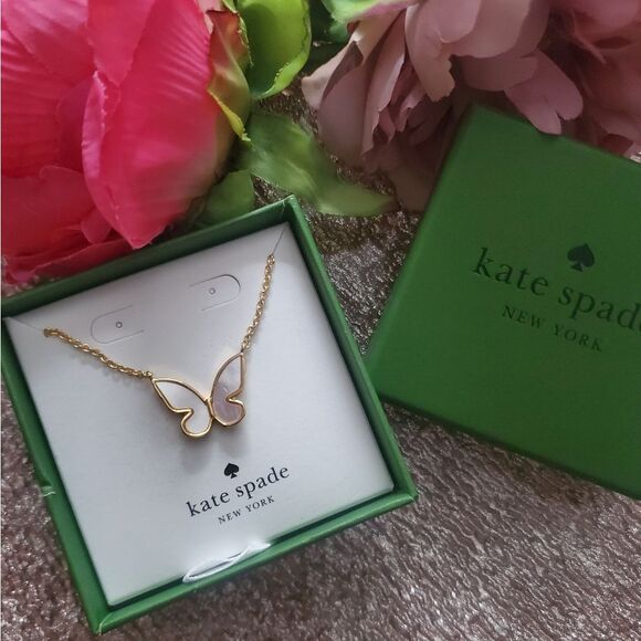 kate spade | Jewelry | Katespade Mother Of Pearl Butterfly Necklace ...